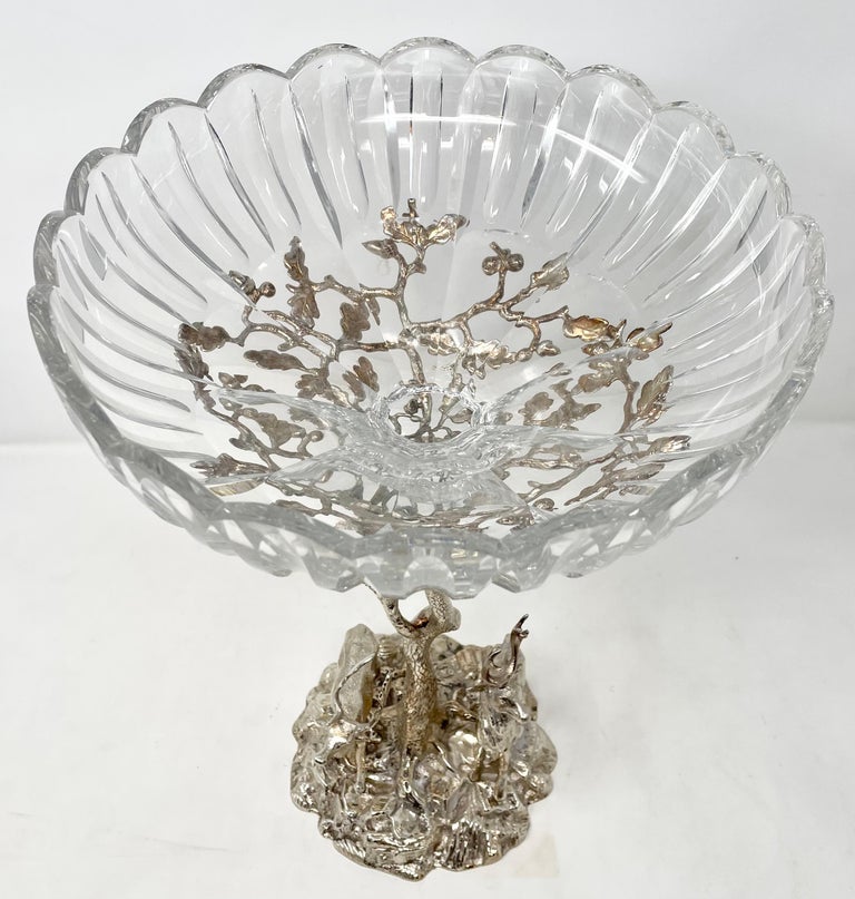 Antique English Sheffield Silver Plated Cut Crystal Epergne with Deer ...