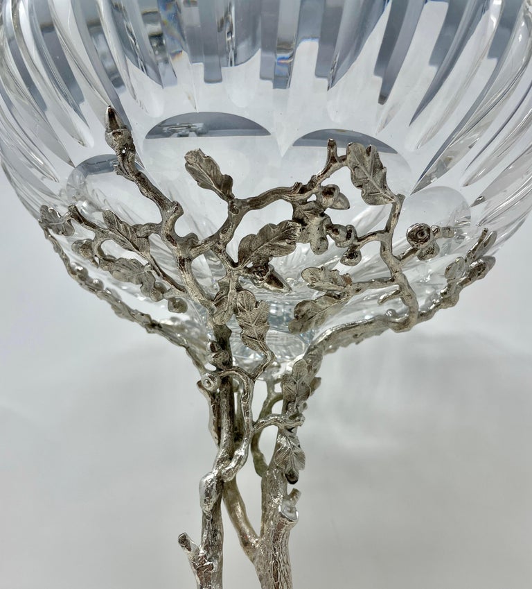 Antique English Sheffield Silver Plated Cut Crystal Epergne with Deer ...