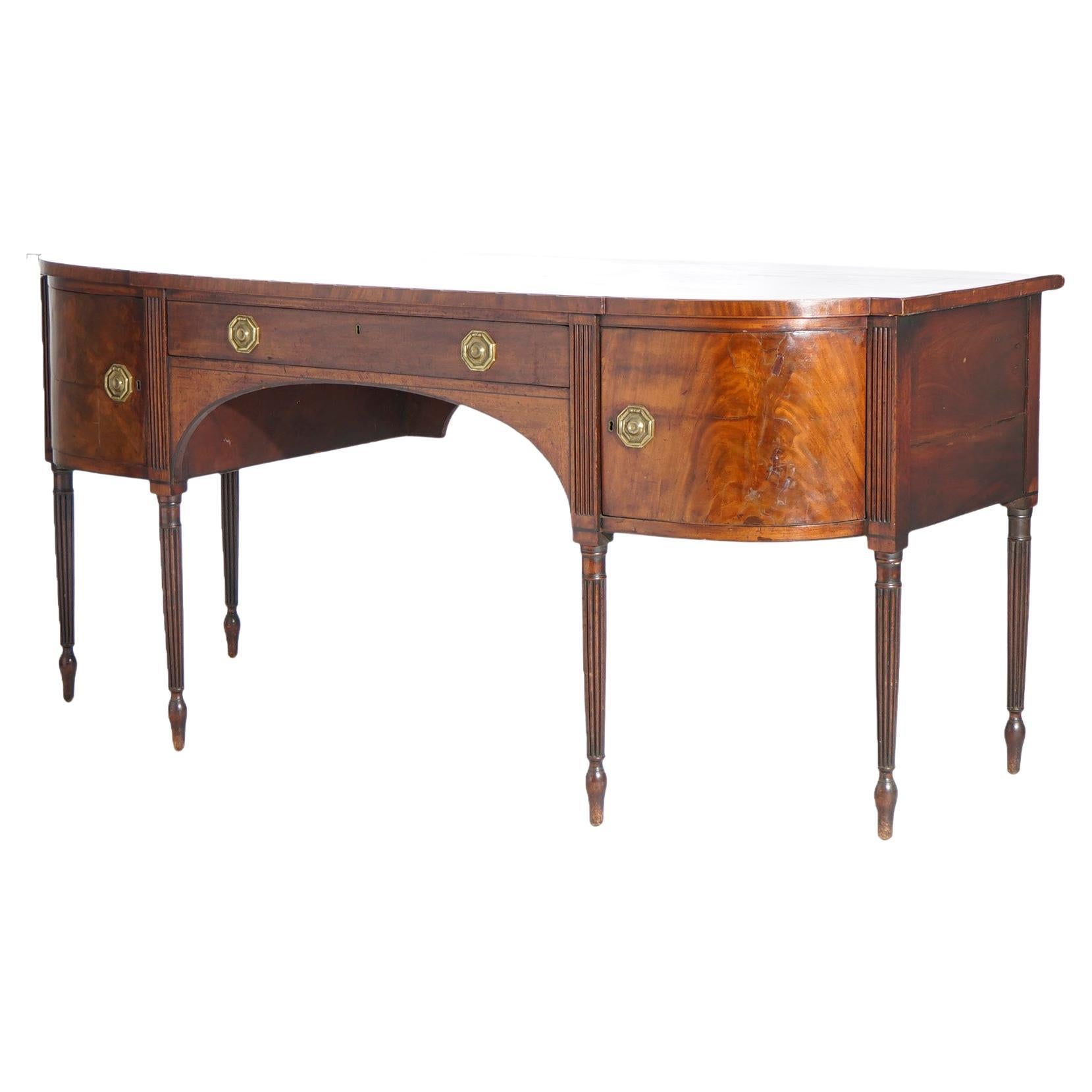 Antique English Sheraton Flame Mahogany Sideboard, circa 1820 at 1stDibs