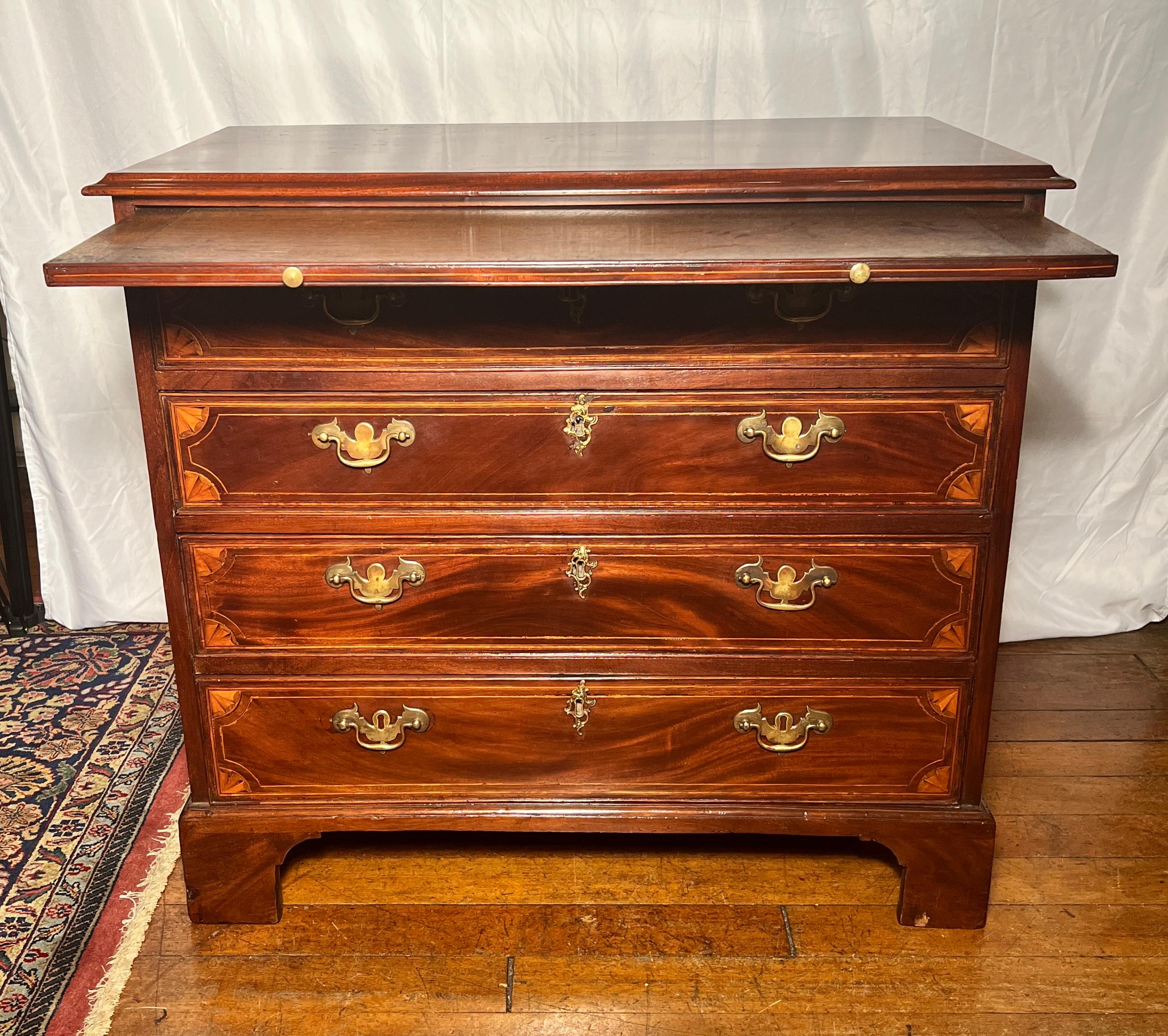 Antique English Sheraton Mahogany Satinwood Band Bachelors Chest For ...