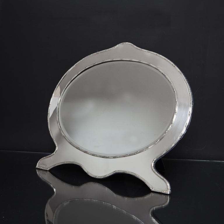 Antique English Silver Dressing Table Mirror Made in 1910 For Sale at ...