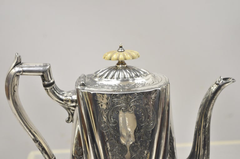 Antique English Silver Plate Edwardian Victorian Bone Handle Floral ...