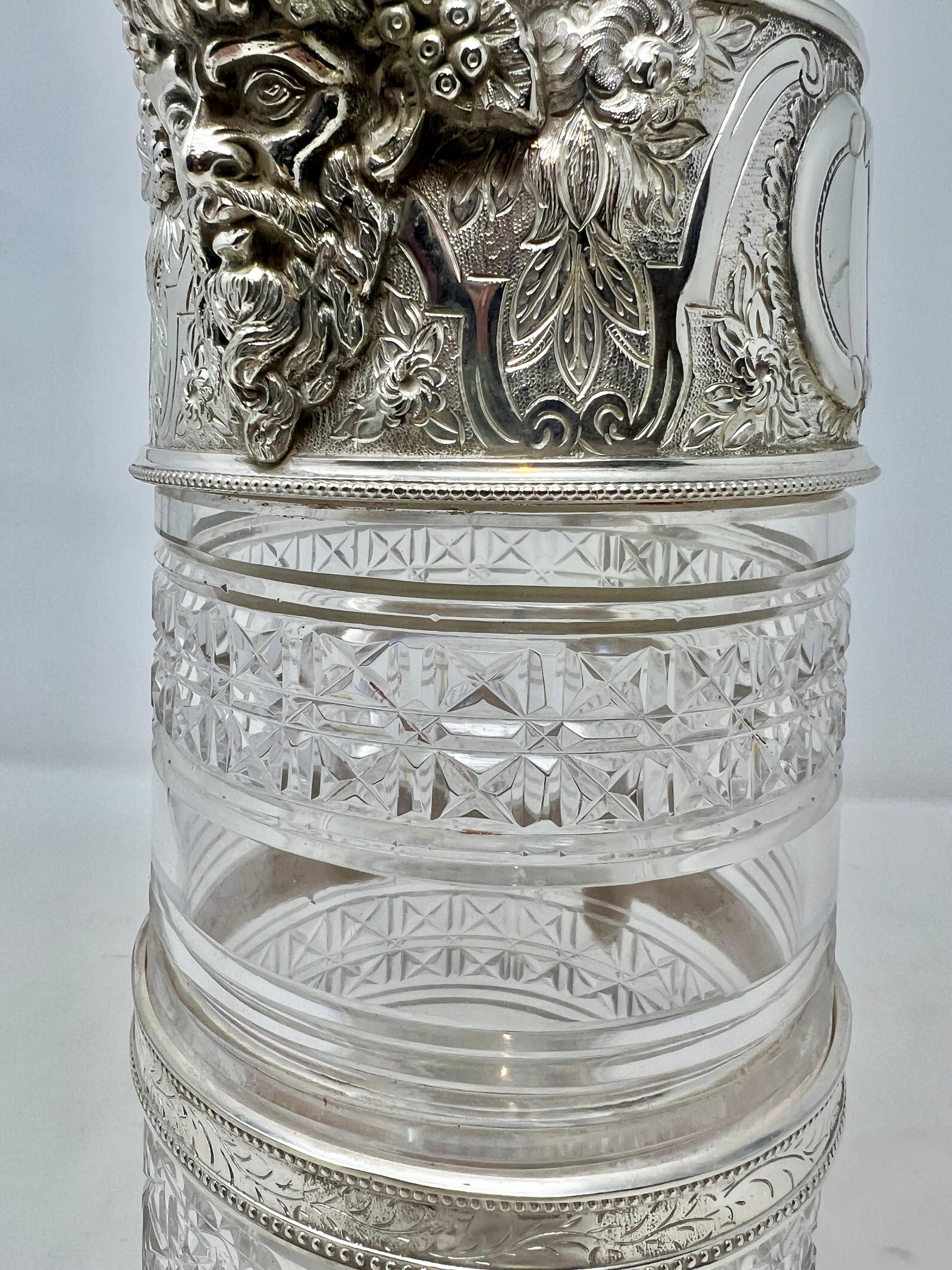 Antigua Jarra de Cerveza o Limonada Inglesa Montada en Cristal Tallado ...