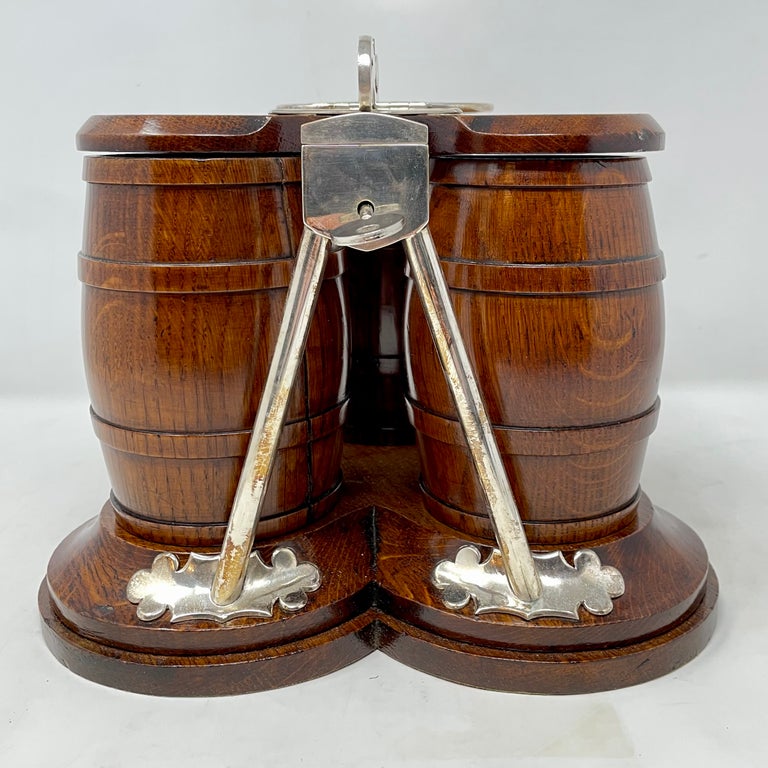 Antique English Silver-Plate Mounted Golden Oak Cigar Holder, Circa ...