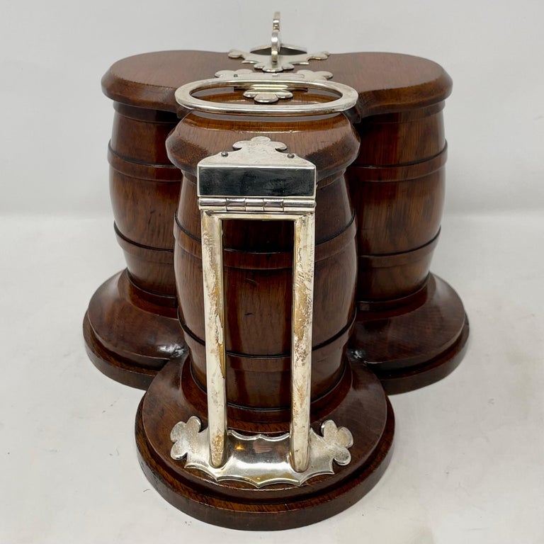 Antique English Silver-Plate Mounted Golden Oak Cigar Holder, Circa ...