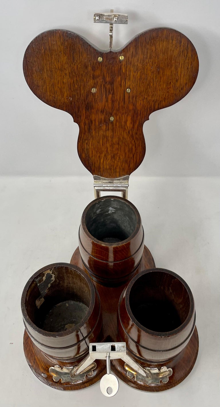 Antique English Silver-Plate Mounted Golden Oak Cigar Holder, Circa ...