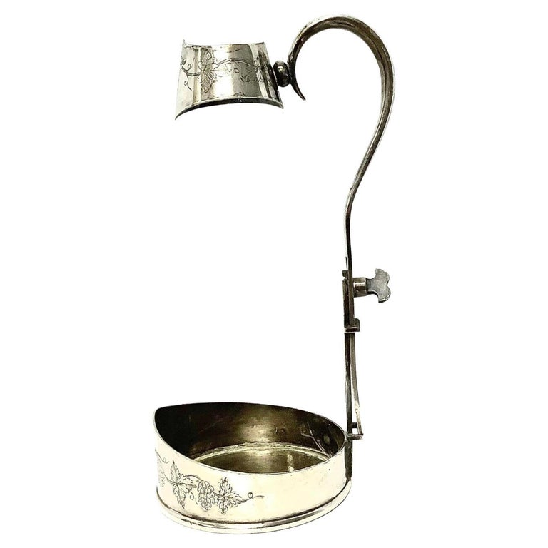 Antique English Silver Plate Wine Bottle Holder For Sale at 1stDibs