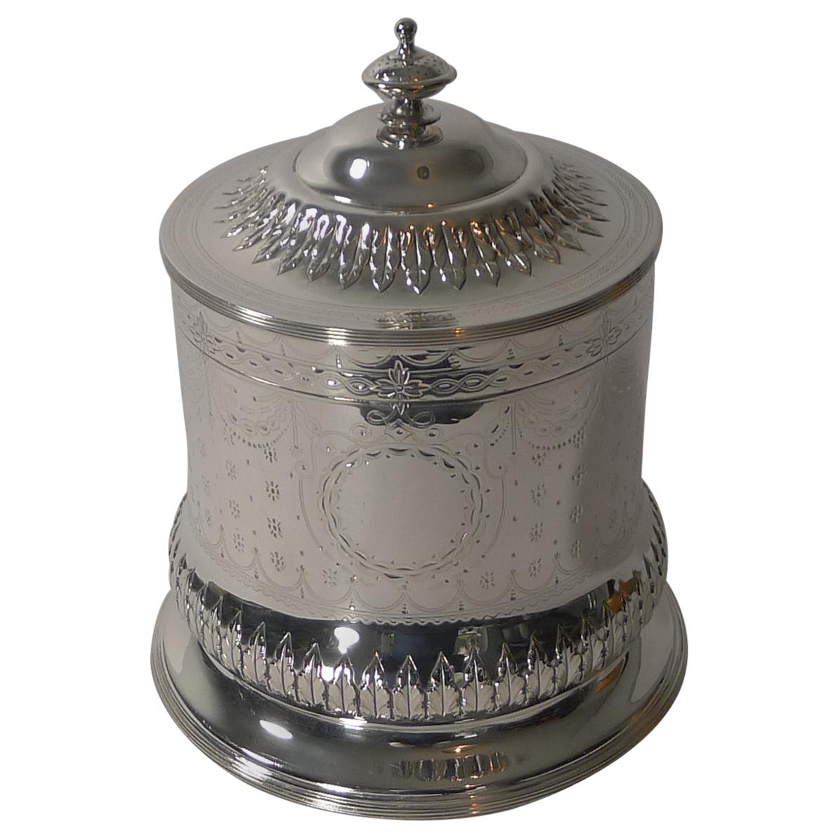 Antique English Silver Plated Biscuit Box by George Sissons, circa 1870 ...