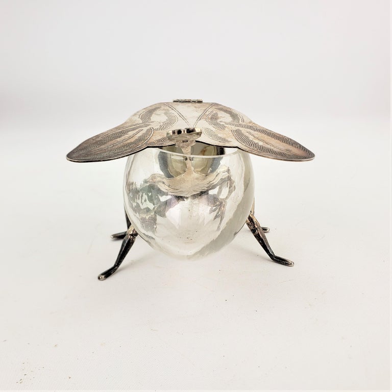 Antique English Silver Plated and Glass Figural Bee or Wasp Condiment ...