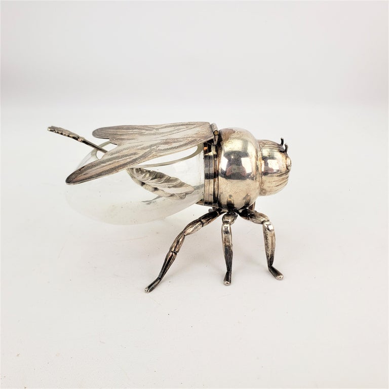 Antique English Silver Plated and Glass Figural Bee or Wasp Condiment ...