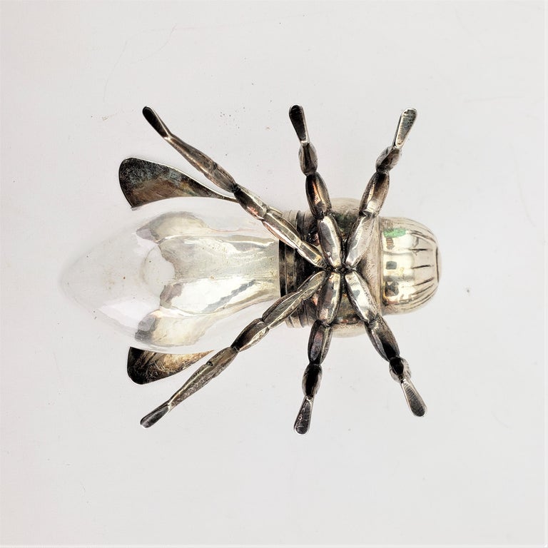 Antique English Silver Plated and Glass Figural Bee or Wasp Condiment ...