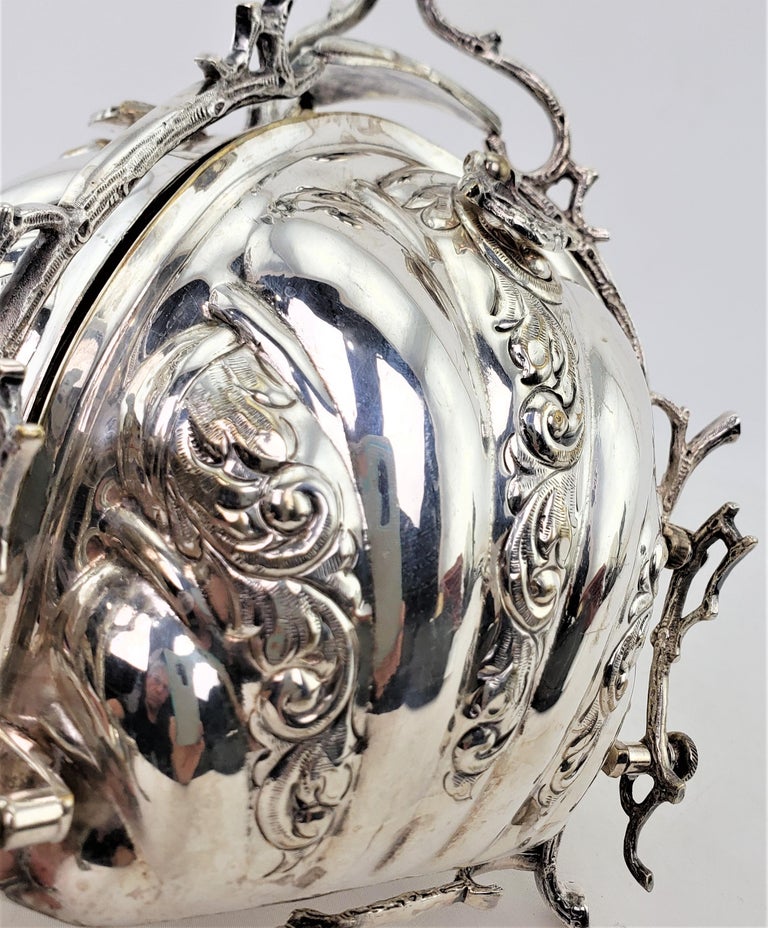 Antique English Silver Plated Mechanical Biscuit Barrel or Biscuiteer ...