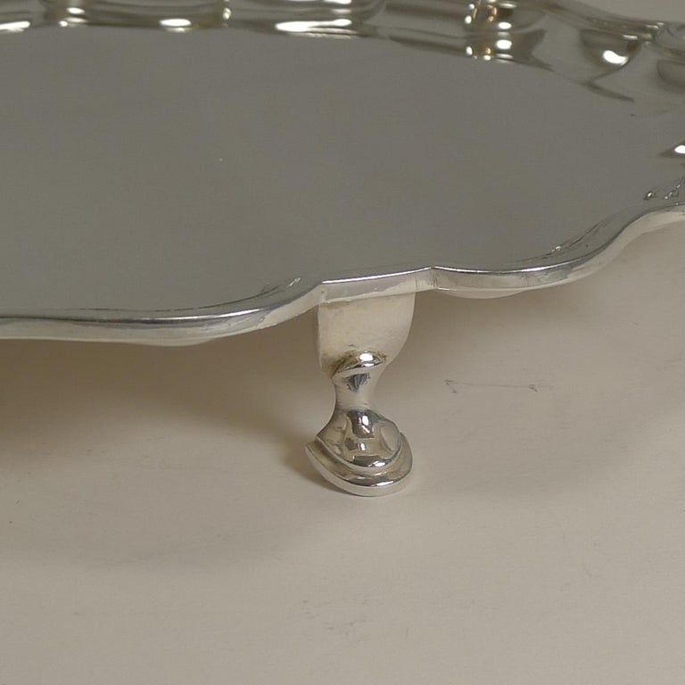 Antique English Silver Plated Salver / Tray by Elkington, 1911 at 1stDibs