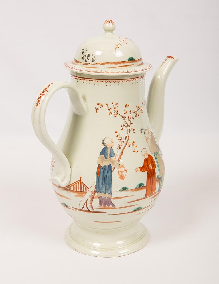 18th Century English Porcelain Coffee Pot Hand-Painted Liverpool Circa ...
