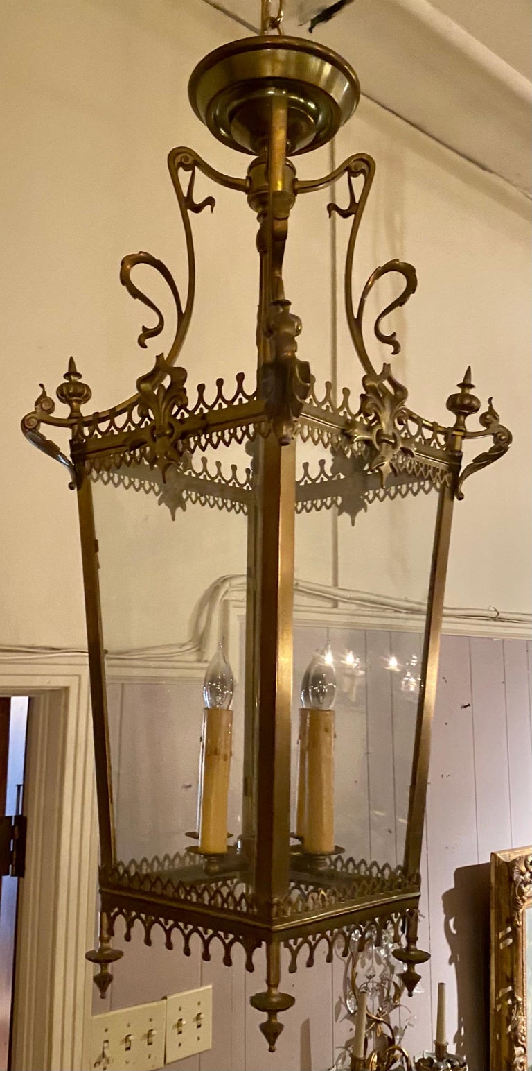 Antique English Solid Brass Hall Light, circa 1880-1890 For Sale at 1stDibs