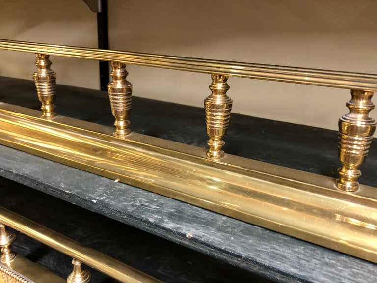 Antique English Solid Brass Reeded Bobbin Rail Type Fireplace Fender at ...