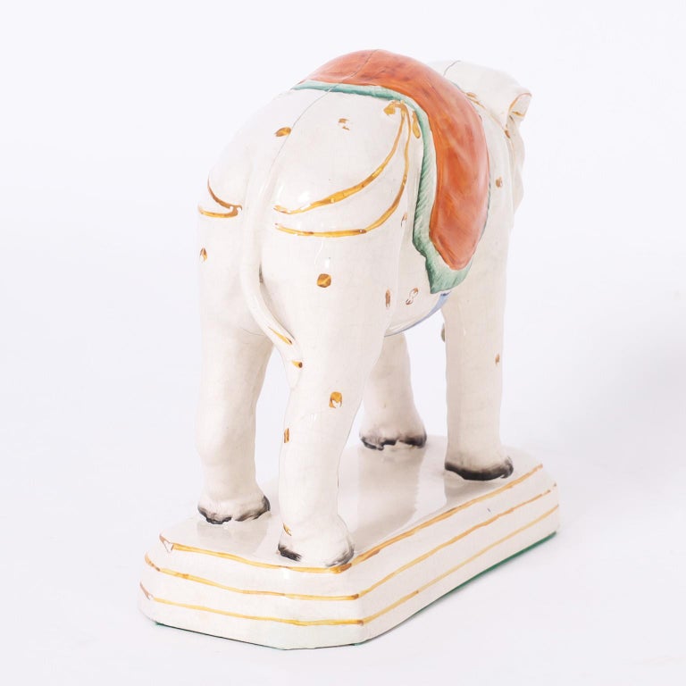 Antique English Staffordshire Elephant For Sale at 1stDibs
