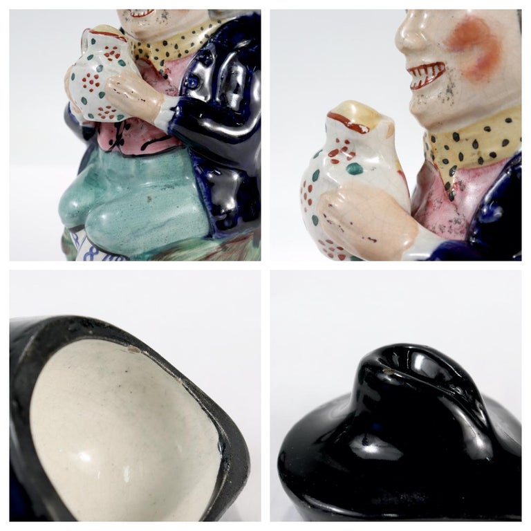 Antique English Staffordshire Pottery Toby Jug with a Tricorn Hat Lid ...