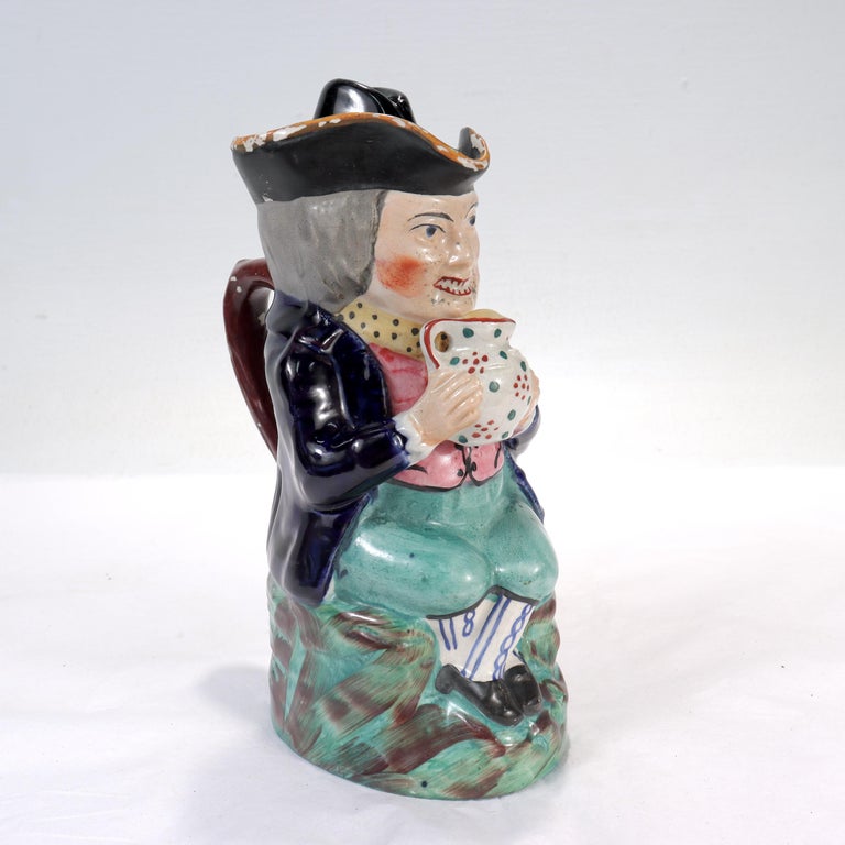 Antique English Staffordshire Pottery Toby Jug with a Tricorn Hat Lid ...