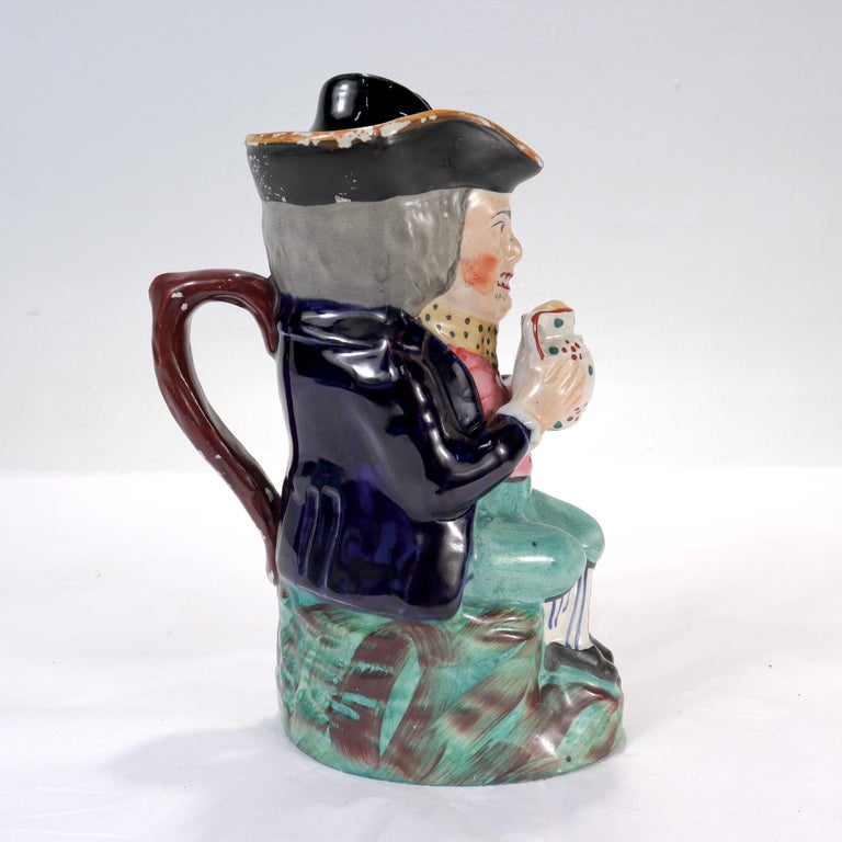 Antique English Staffordshire Pottery Toby Jug with a Tricorn Hat Lid ...