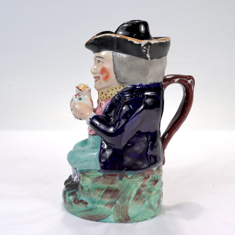 Antique English Staffordshire Pottery Toby Jug with a Tricorn Hat Lid ...
