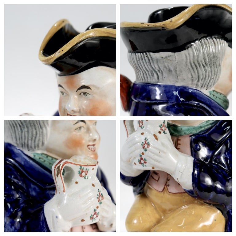 Antique English Staffordshire Pottery Toby Jug with Tricorn Hat Lid For ...