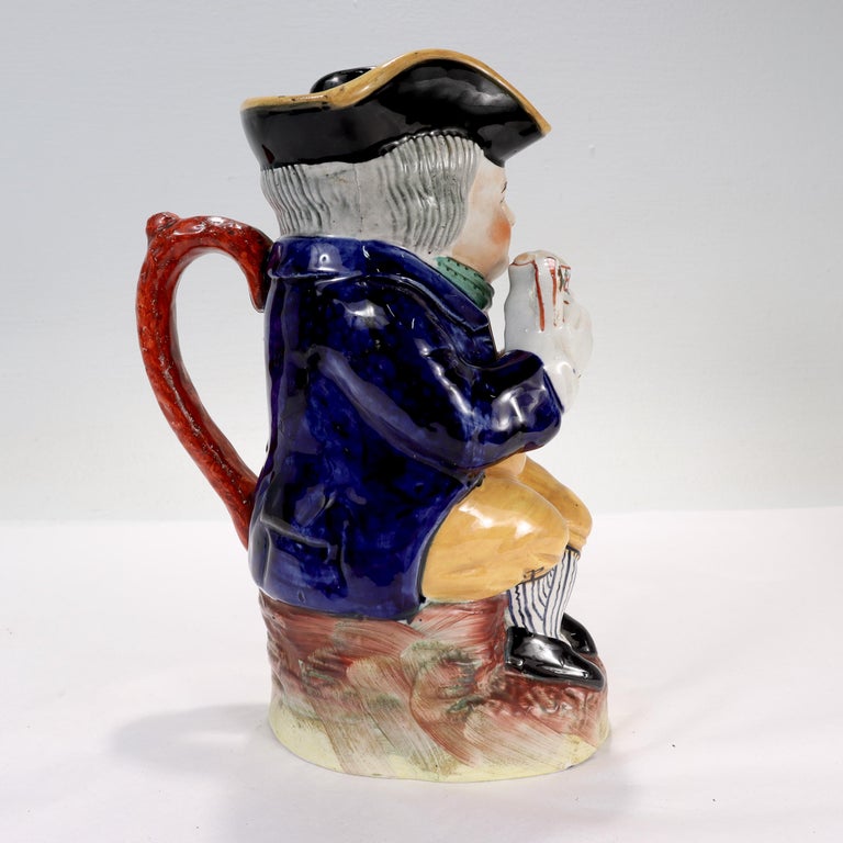 Antique English Staffordshire Pottery Toby Jug with Tricorn Hat Lid For ...