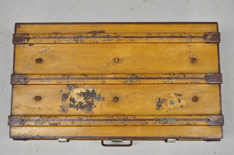 Antique English Steel Metal Painted Ships Trunk Treasure Chest "Star of ...