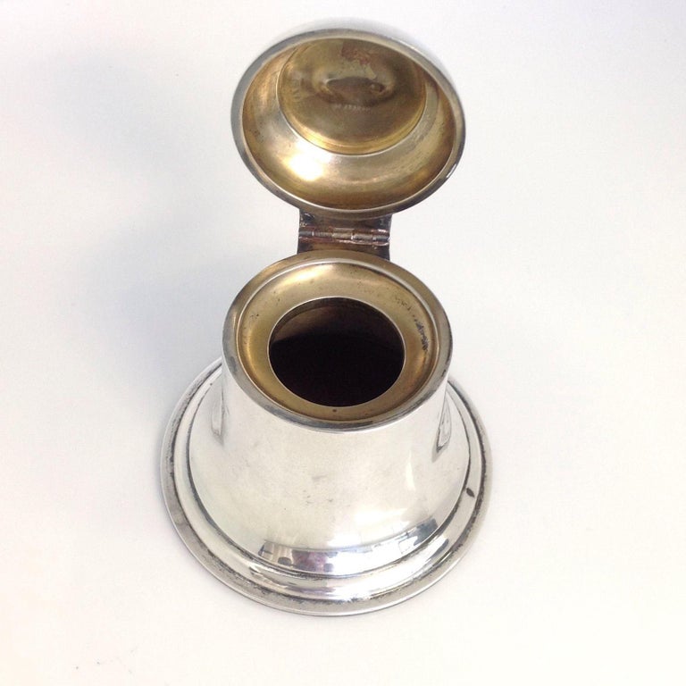 Antique English Sterling Silver Birmingham Bell Shaped Inkwell at 1stDibs