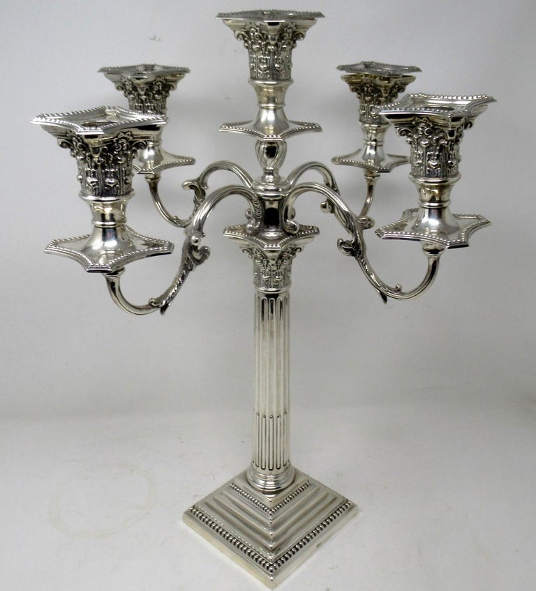 Antique English Sterling Silver Candlestick Candelabra Edwardian Barker Brothers at 1stDibs