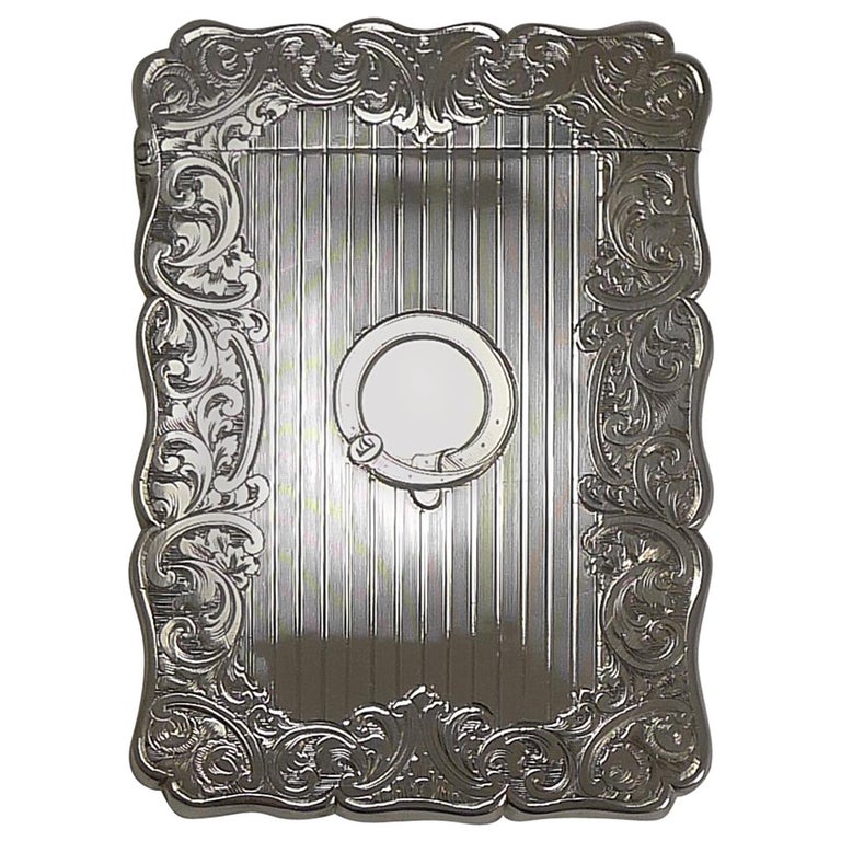 Antique English Sterling Silver Card Case, 1857 at 1stDibs