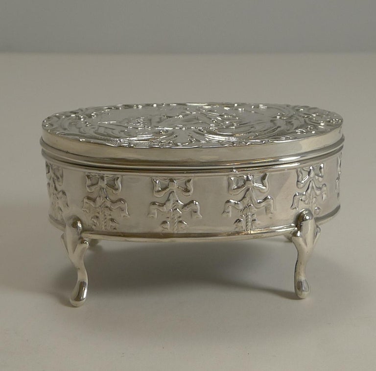 Antique, English Sterling Silver Figural Jewellery/Trinket Box, 1905 at ...