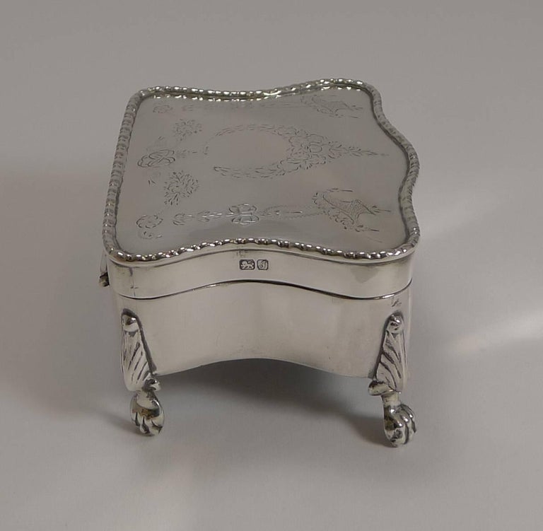 Antique English Sterling Silver Jewelry Box, 1911 at 1stDibs