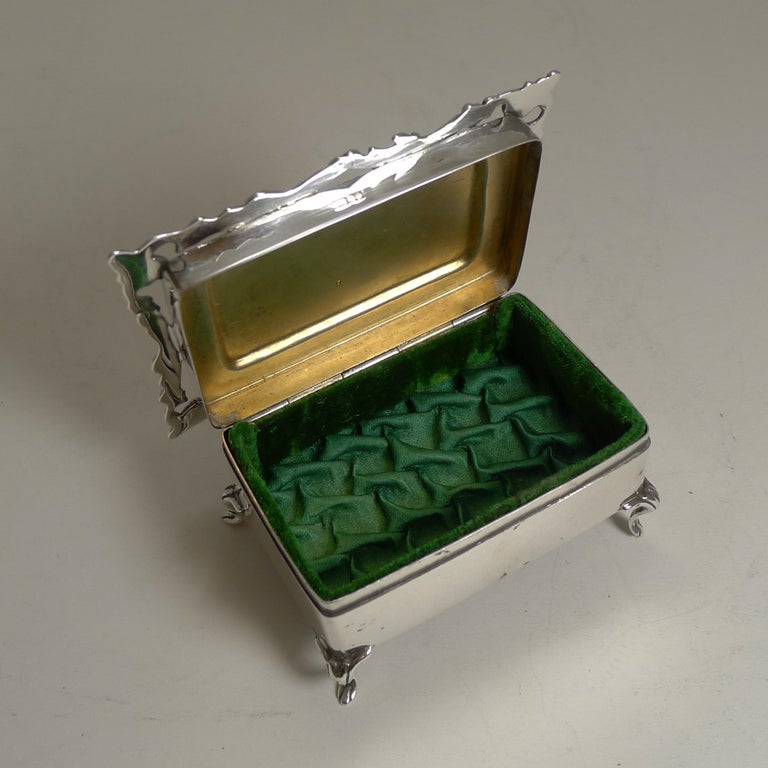 Antique English Sterling Silver Jewelry / Ring Box, 1906 For Sale at ...