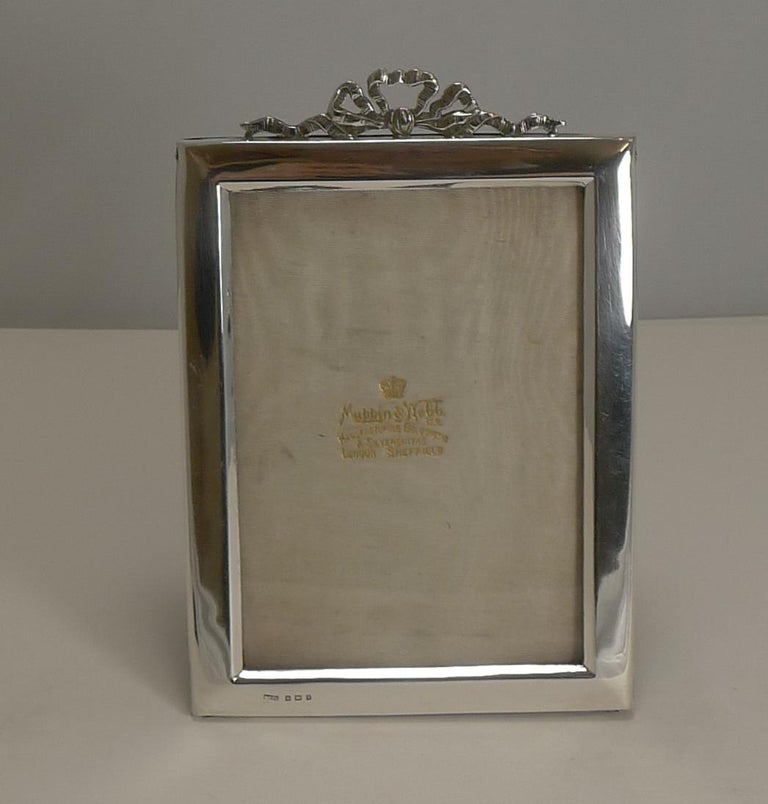 Antique English Sterling Silver Photograph Frame, Ribbon and Bow, 1905 ...