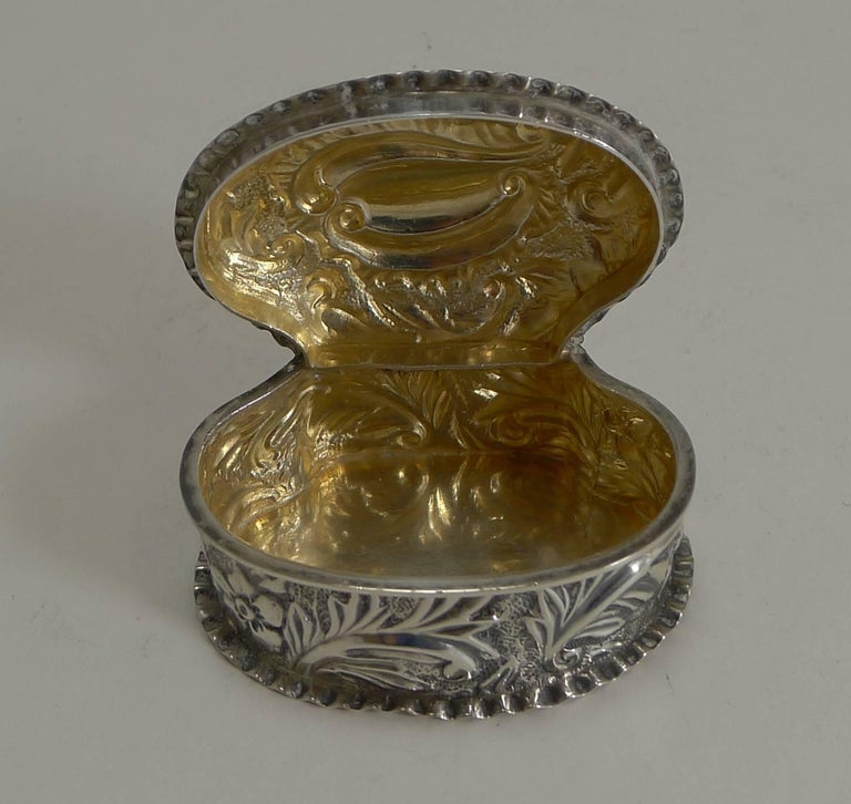 Antique English Sterling Silver Pill Box, 1893 at 1stDibs