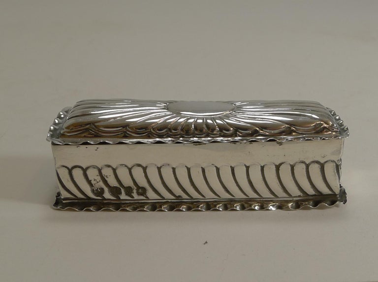 Antique English Sterling Silver Ring Box for Three Rings, 1898 at 1stDibs