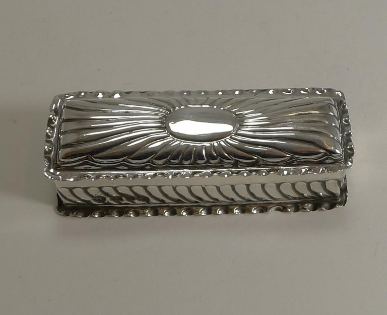 Antique English Sterling Silver Ring Box for Three Rings, 1898 at 1stDibs