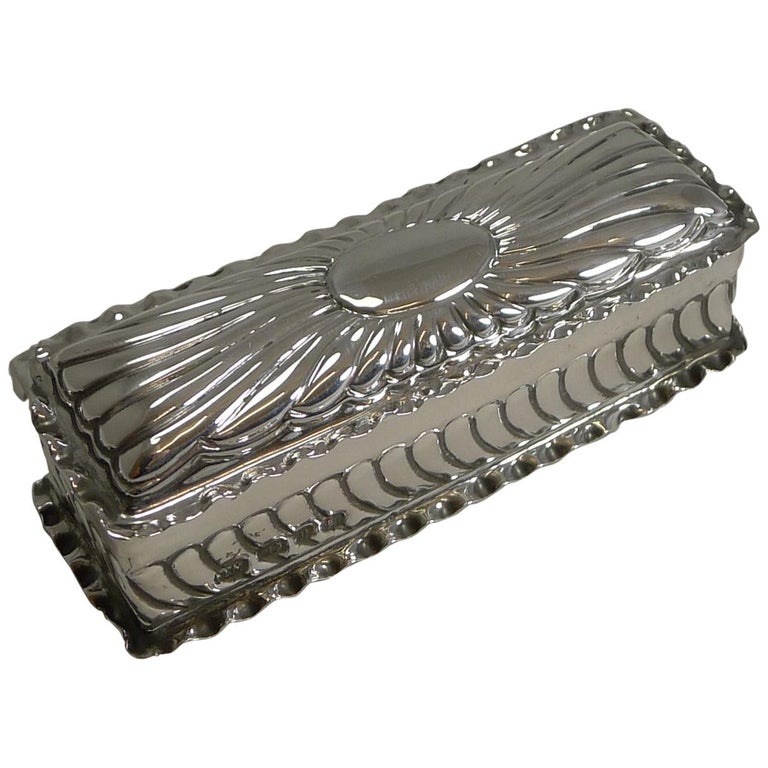Antique English Sterling Silver Ring Box for Three Rings, 1898 at 1stDibs