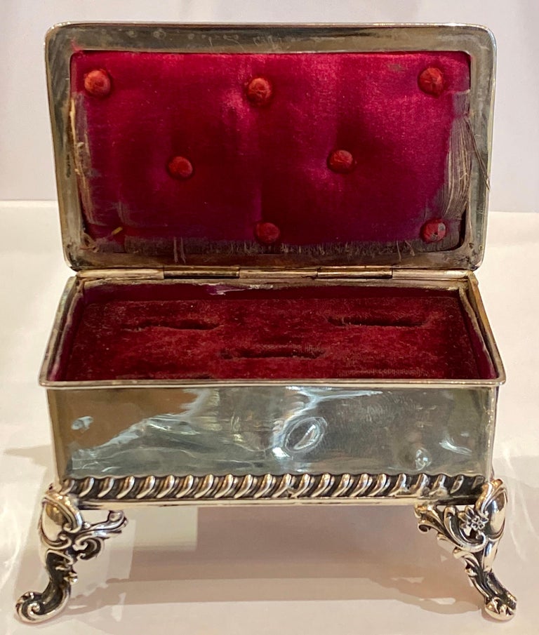 Antique English Sterling Silver Ring Jewelry Box Signed, "Walker and ...