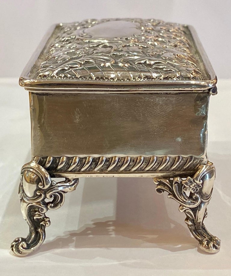 Antique English Sterling Silver Ring Jewelry Box Signed, "Walker and ...