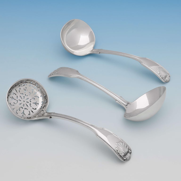 Antique English Sterling Silver Set of Cutlery / Flatware Fiddle Thread ...