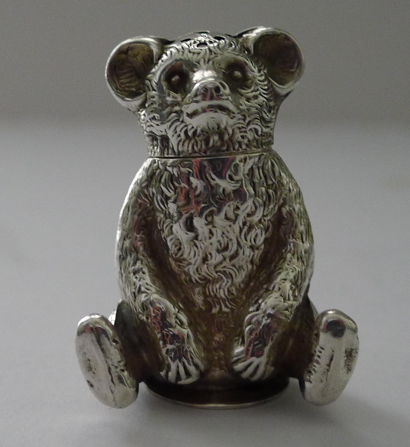 Antique English Sterling Silver Teddy Bear Pepper Pot - 1909 For Sale ...