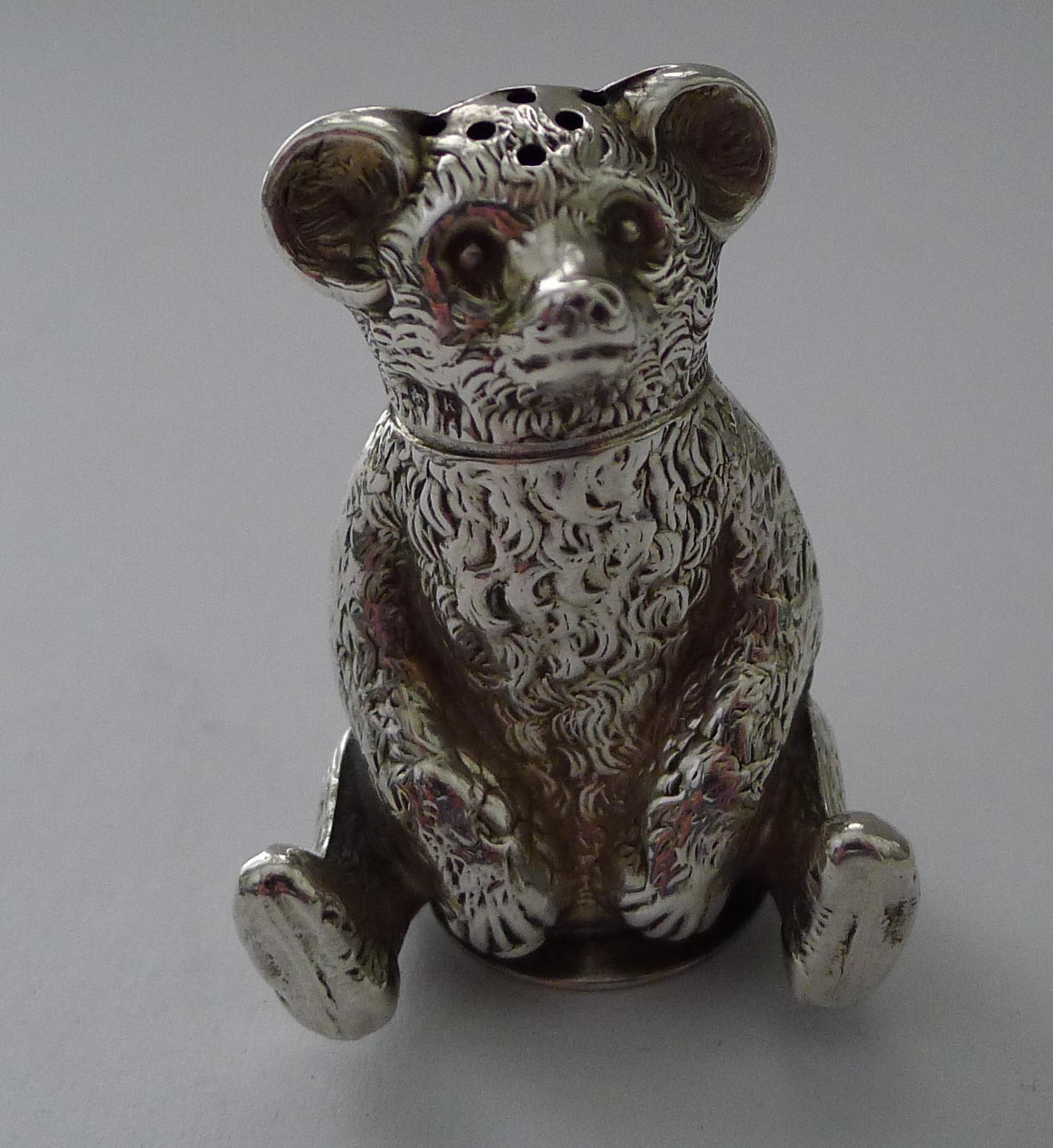 Antique English Sterling Silver Teddy Bear Pepper Pot - 1909 For Sale ...