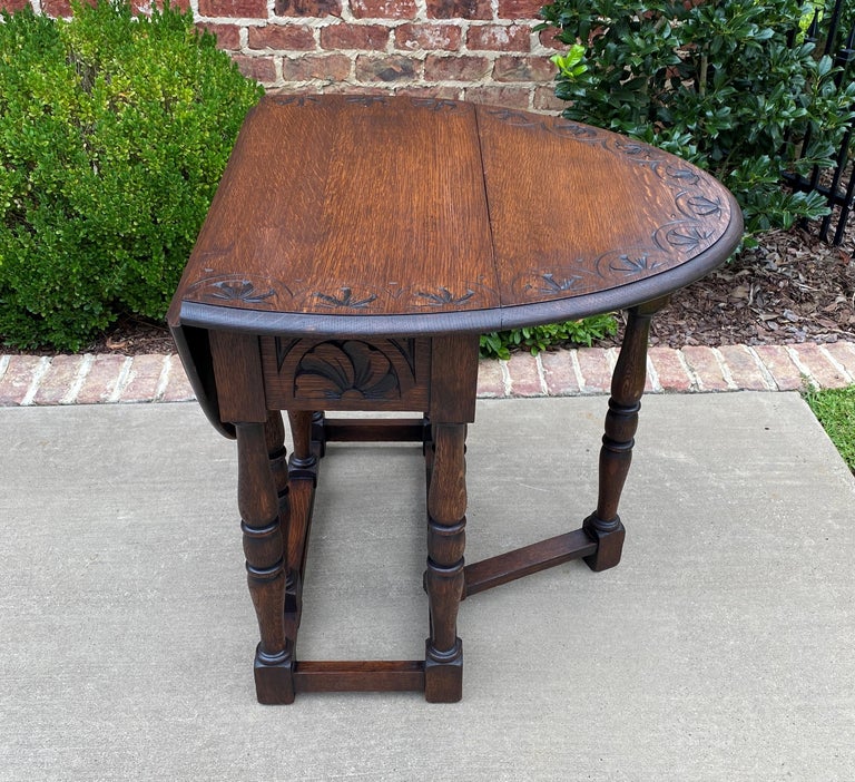 Antique English Table Drop Leaf Gateleg Turned Post Legs Oval Oak ...