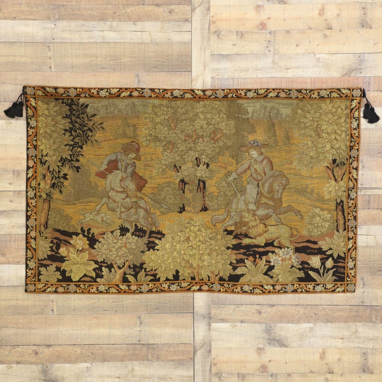 Antique English Tapestry with Medieval Hunting Scene, Wall Hanging For ...