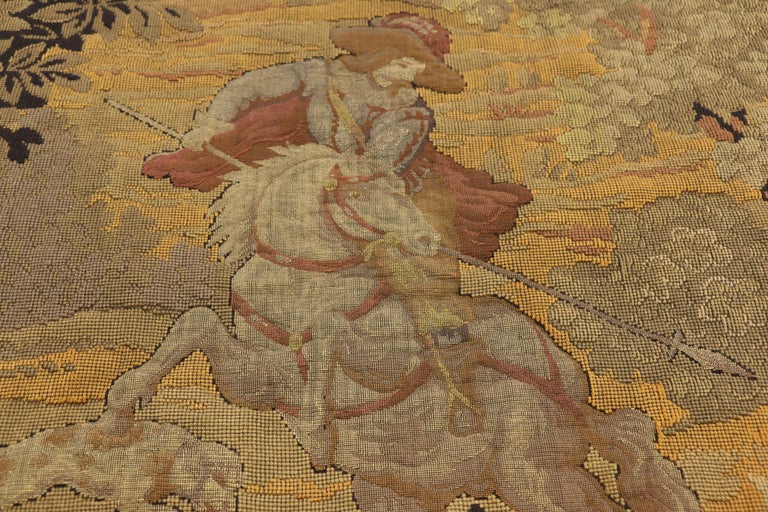 Antique English Tapestry with Medieval Hunting Scene, Wall Hanging For ...