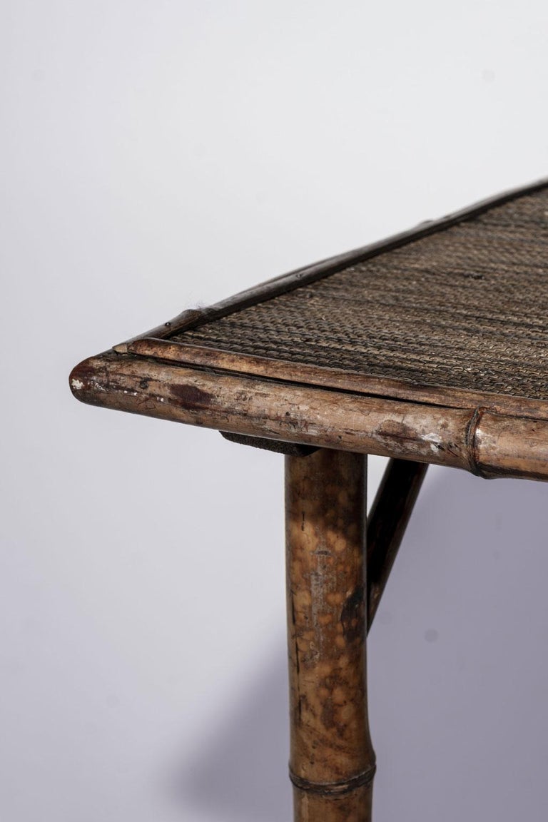 Antique English Tortoise Shell Bamboo Side Table at 1stDibs