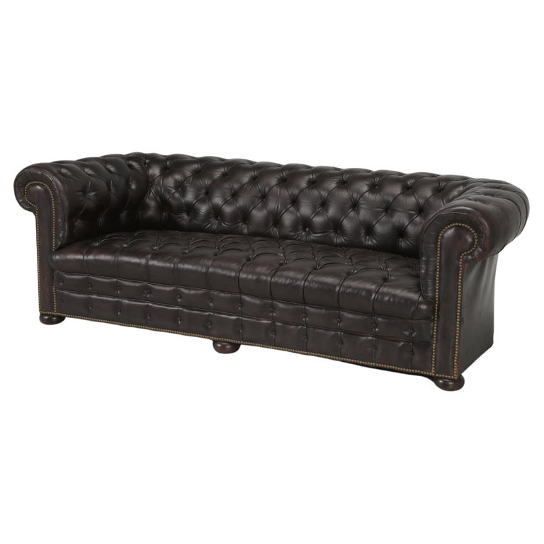 Antique English Tufted Original Leather Chesterfield Sofa Thoroughly ...