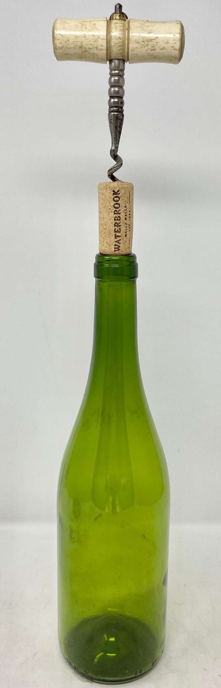 Antique English Turned Ox Bone Handle Corkscrew with Grooved Worm ...